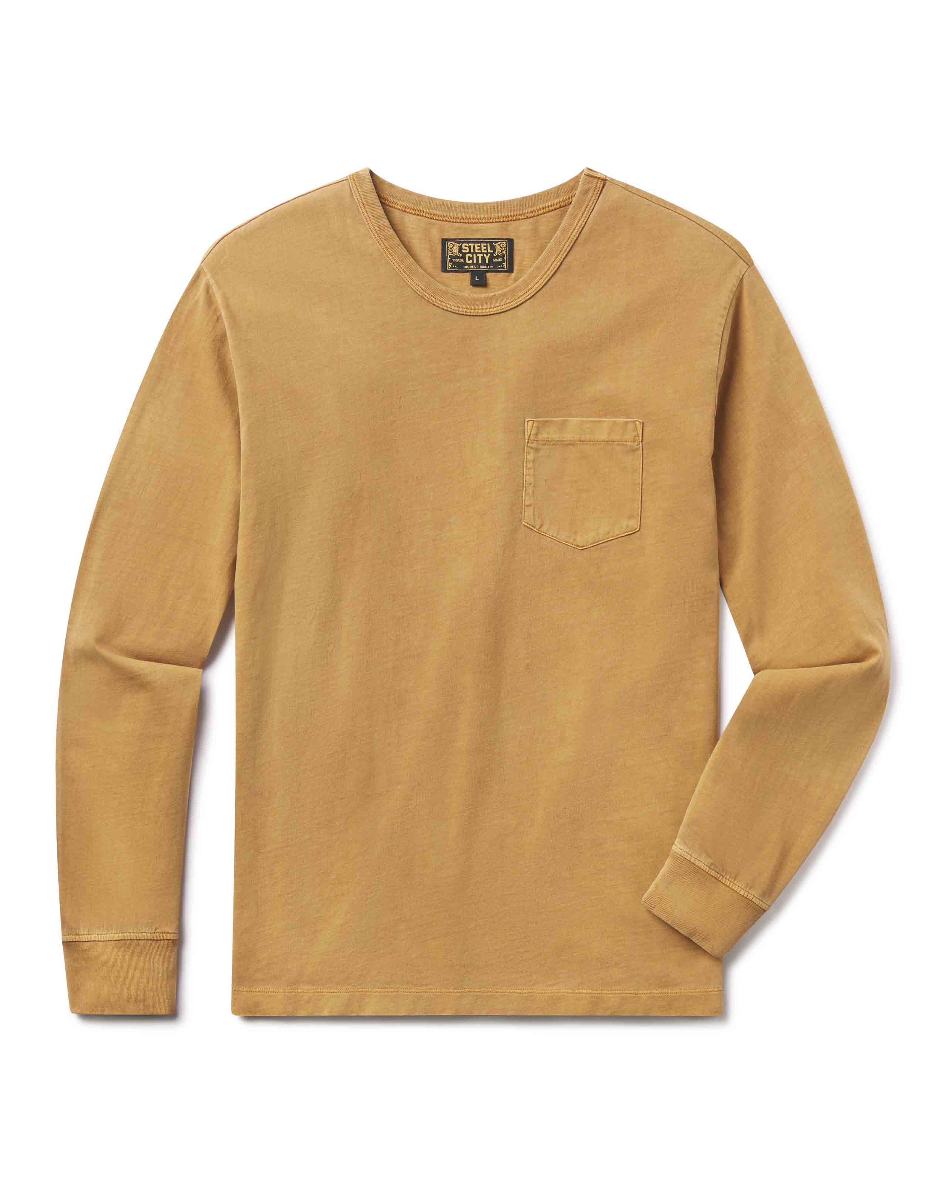 Pocket Long Sleeve Tee | Steel City Brand | Vintage Washed T-Shirt