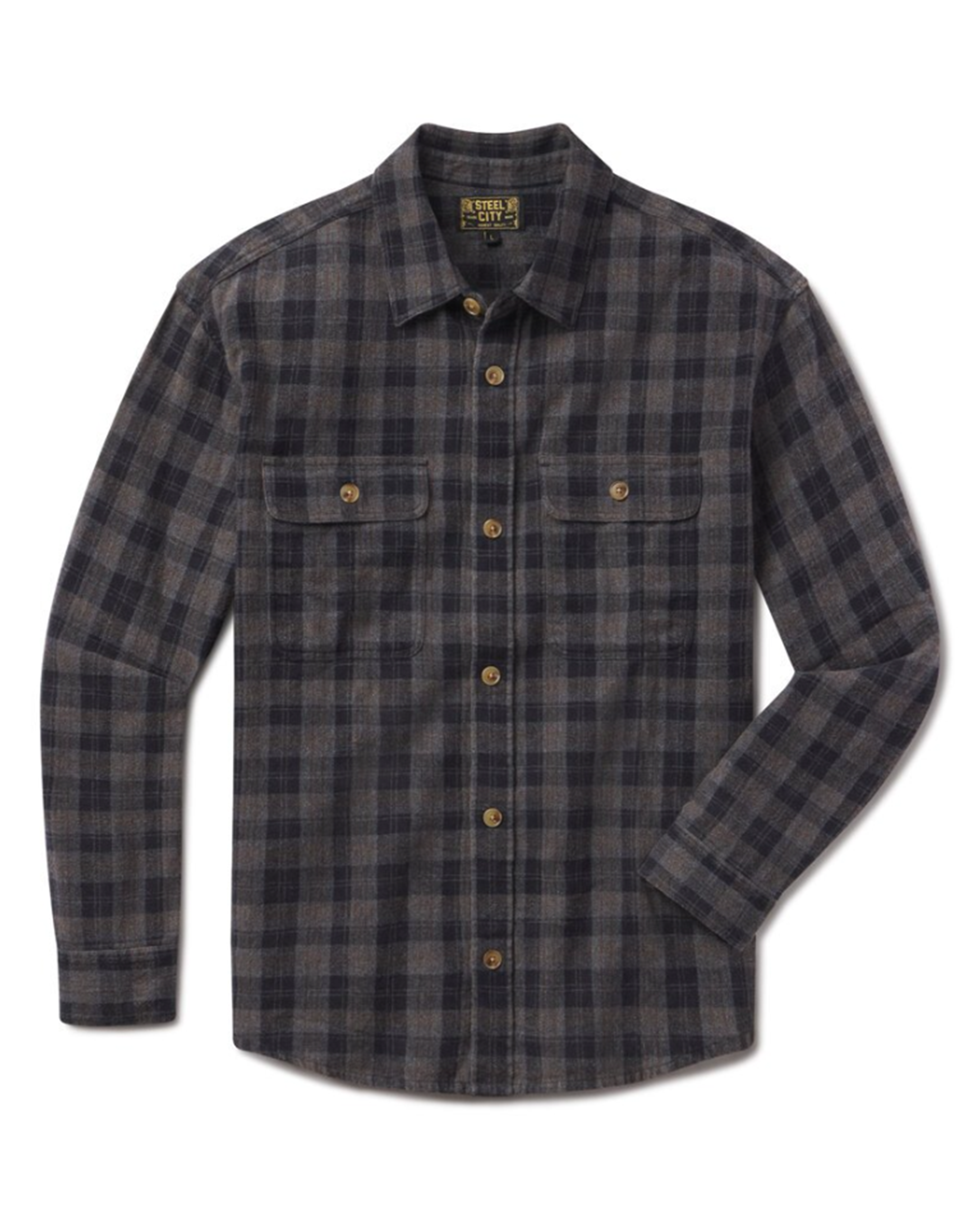Midweight Flannel Shirt | Soft Button Down | Pre-Shrunk | Steel City